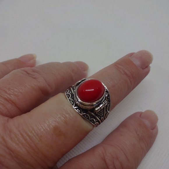 Handmade | Jewelry | Whimsical Red Coral Poison Box Handmade Sterling ...